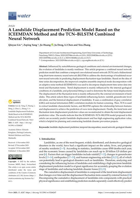 PDF A Landslide Displacement Prediction Model Based On The ICEEMDAN Method And The TCNBiLSTM