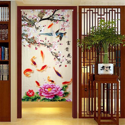 花開富貴 葫蘆吉祥 富貴花開 開運門簾寬約85cm 高150cm 附伸縮桿 加厚款風水門簾臥室廚房窗簾日式隔斷半簾 對門 蝦皮購物