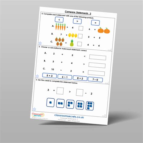 Year 1 Compare Statements 2 Homework Resource Classroom Secrets