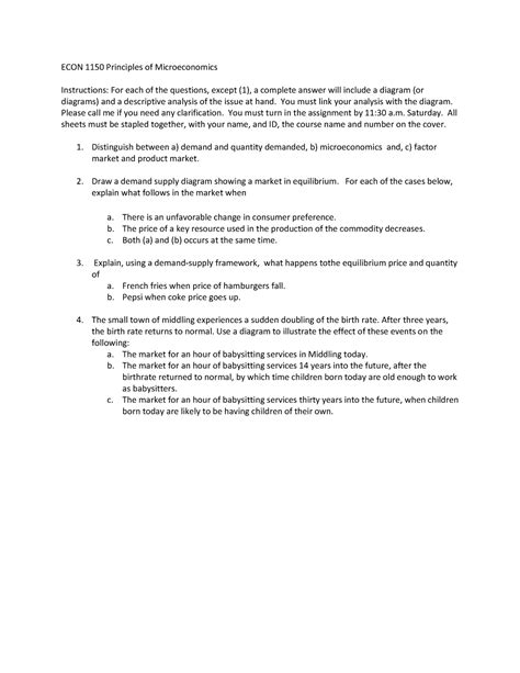 Principles Of Microeconomics Practice Question ECON 1150 Principles Of Microeconomics Studocu