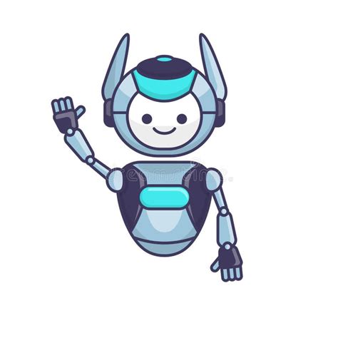 Robot Character Say Hi Hello Vector Illustration Cute Robot Cartoon Illustration Design Stock