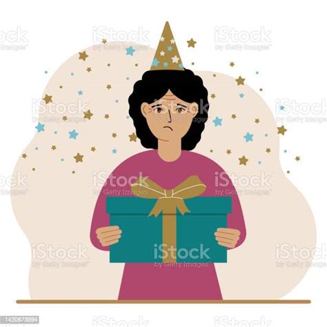 축제 모자를 쓴 여성이 활이 달린 큰 선물 상자를 들고 있습니다 놀라움에 대한 스톡 벡터 아트 및 기타 이미지 놀라움