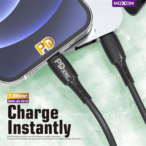 Ms Mobile Usb Data Kabal Moxom Mx Cb132 Pd 30w Type C Na Lightning 1m Crni