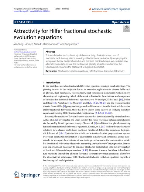 Pdf Attractivity For Hilfer Fractional Stochastic Evolution Equations
