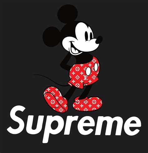 Download Supreme Mickey Mouse Branded Crossover Wallpaper