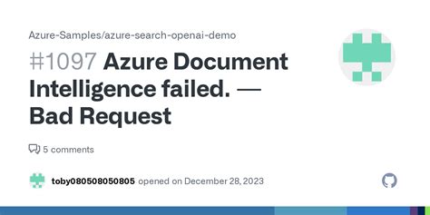 azure document intelligence failed bad request · issue 1097 · azure samples azure search