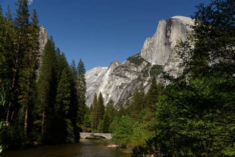 40 Stone Bridge Yosemite National Park Merced River Bridge Stock