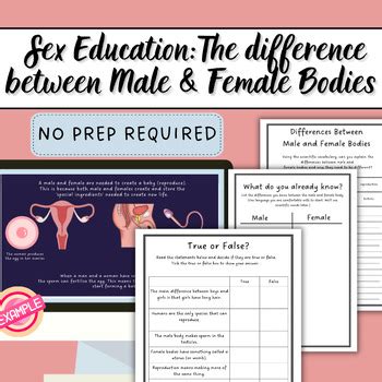 Sex Education Lesson Activities Differences Between Male And Female