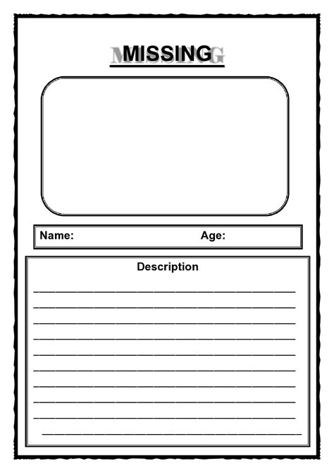 Missing Person Poster Template Ks2