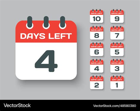 Countdown Daily Page Calendar Icon 4 Days Left Vector Image