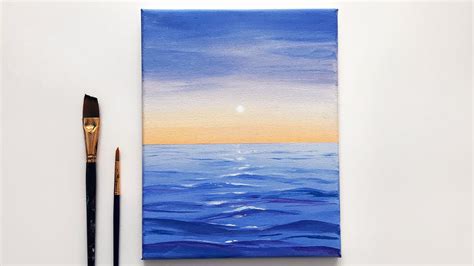 Ocean Sunset Acrylic Painting Easy Step By Step Youtube