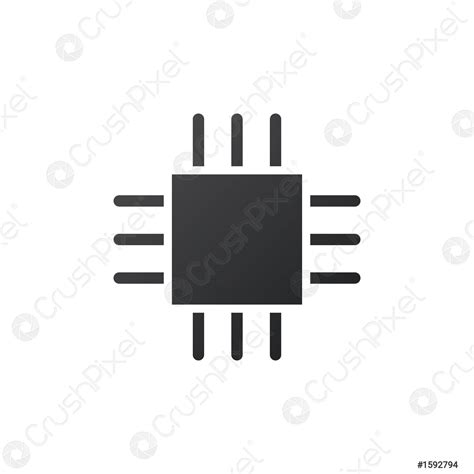 Microchip Icon CPU Central Processing Unit Computer Processor Chip Symbol Stock Vector