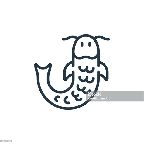 중국 신년 컨셉의 잉아이콘 벡터 잉어 편집 스트로크의 얇은 라인 일러스트 웹 및 모바일 앱 로고 인쇄 미디어에 사용하기 위한