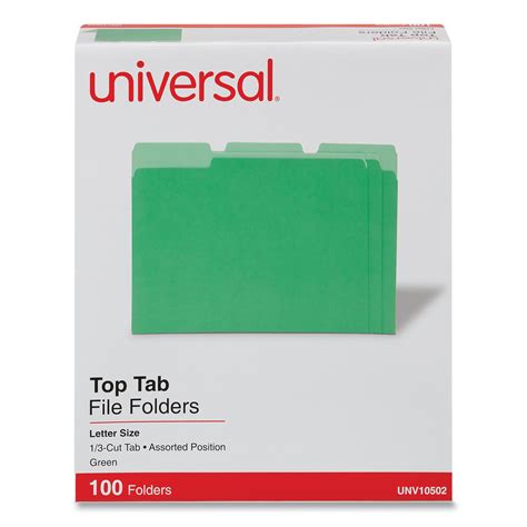 Deluxe Colored Top Tab File Folders 1 3 Cut Tabs Assorted Letter Size Green Light Green 100