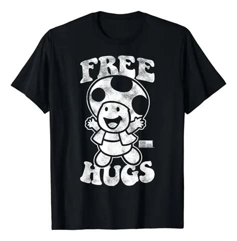 Nintendo Super Mario Toad Free Hugs Polera Gráfica Vintage Cuotas Sin