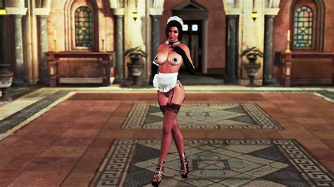 Sultry Tonned Lara Croft In Maid Uniform Welcomes Guests At Country Villa Lora Black