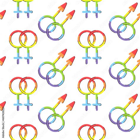 Lgbt Gender Seamless Pattern Vector Pattern With Female And Male