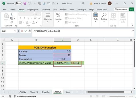 Excel Poisson Function