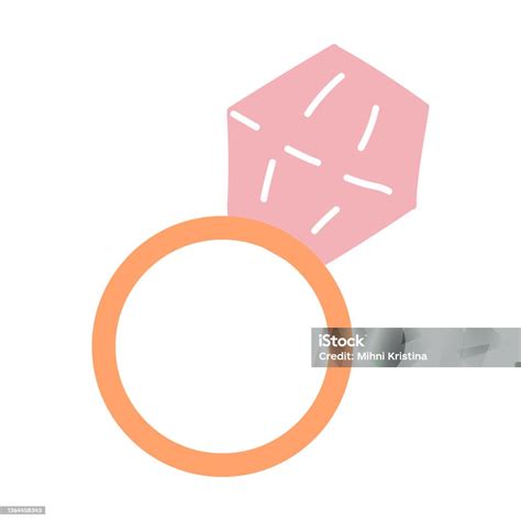 귀여운 다이아몬드 링 손으로 그린 벡터 그림 발렌타인 데이를 위한 인사말 카드 포스터 스티커 및 계절 디자인에 대한 달콤한 요소 2월에 대한 스톡 벡터 아트 및 기타 이미지