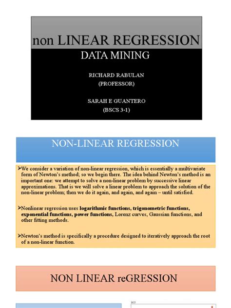 Non Linear Regression Pdf Regression Analysis Linear Regression