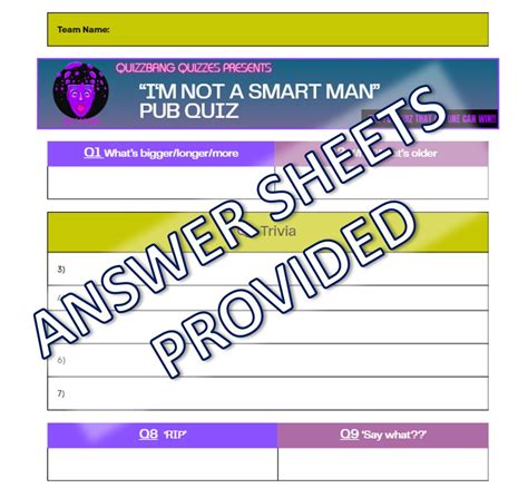 Template Answer Sheet Etsy Australia