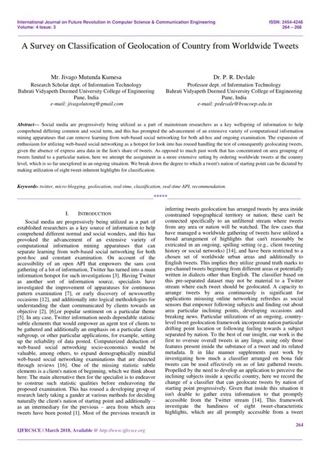 Pdf A Survey On Classification Of Geolocation Of Country From