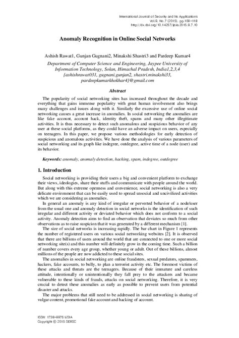 Pdf Anomaly Recognition In Online Social Networks