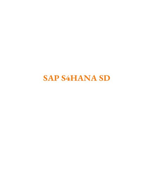 Sap S4hana Sd S Pdf Workflow Software Engineering