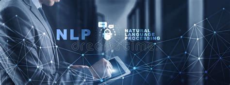 NLP Natural Language Processing Cognitive Computing Technology Concept On Blurred Server Room