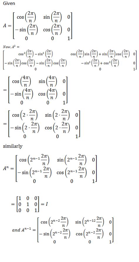 If N 2 Is An Integer Matrix A And I Is The Identity Matrix Of Order 3 Then