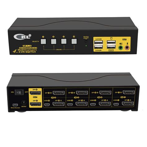 Ckl 4 Port Kvm Switch Dual Monitor Displayport 4k 60hz 4 Computers X 2 Monitors Kvm Switch With