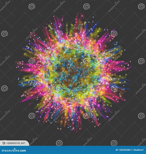 Sphere With Connected Lines And Dots Glowing Grid Connection Structure Stock Vector