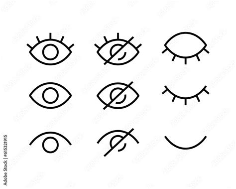 Eyes Line Icons View And Eye Icon Set See And Unsee Symbol Show