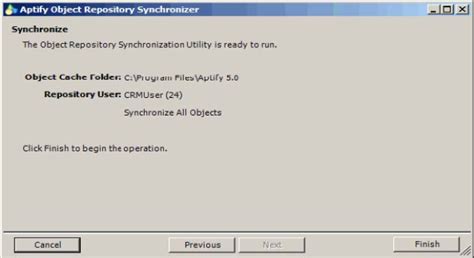 Running The Object Repository Synchronizer Aptify Support