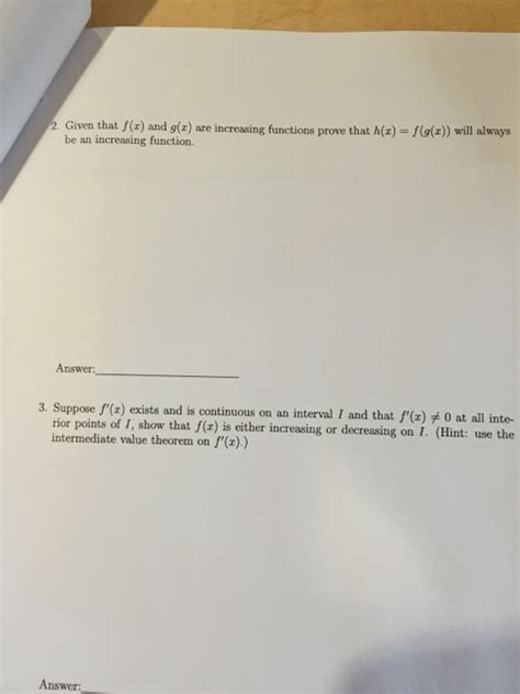 Solved Given That Fx And Gx Are Increasing Functions