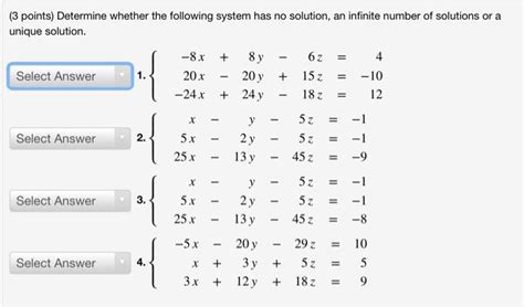 solved 3 points determine whether the following system has
