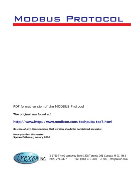 Modbus Protocol Specification