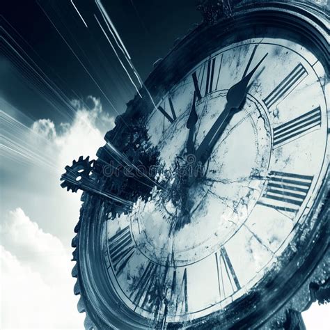 Vintage Clock Exploding With Gears And Fragments Flying Through The Air Stock Illustration