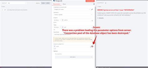 I Am Getting An Error In A New Postgres Node When Using Insert Or