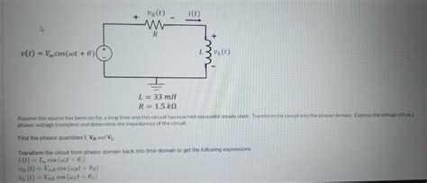 Solved UR T I T R V T Vmcos Wt Vu T L MH R Chegg Com