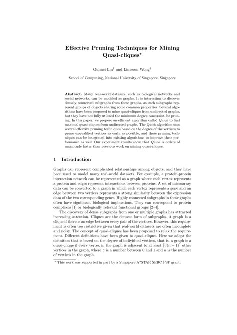 Pdf Effective Pruning Techniques For Mining Quasi Cliques
