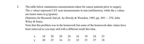 Solved The Table Below Summarizes Measurements Taken For