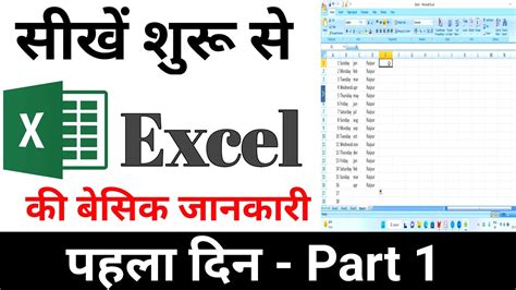 Ms Excel Basic Knowledge In Hindi Ms Excel Introduction Excel