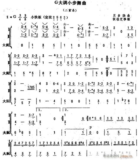 G大调小步舞曲（琵琶二重奏）1 歌谱简谱网