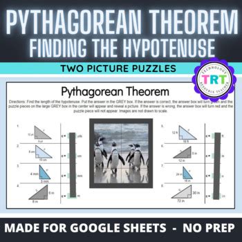 Pythagorean Theorem Finding The Hypotenuse Digital Puzzles TPT