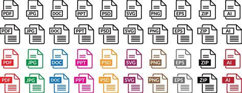 File Format Symbols Set Document Text Web Format Information Images File Format Icon Set