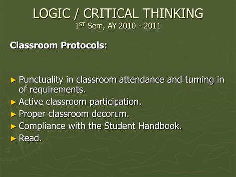 Ppt Logic Critical Thinking 1 St Sem Ay 2010 2011 Powerpoint Presentation Id 5569516