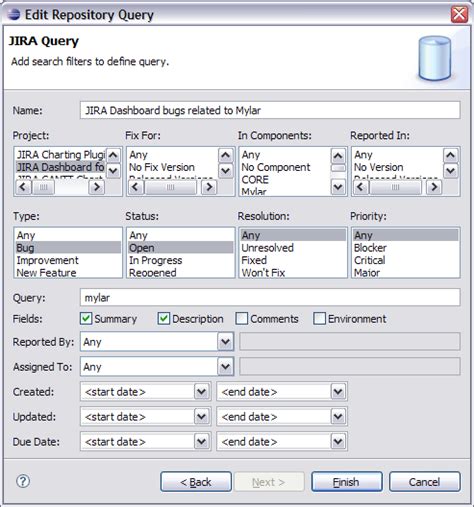 Improved Jira Query Dialog