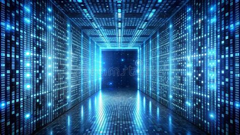 Walls Woven With Digital Code Illuminated By Ethereal Blue Generative