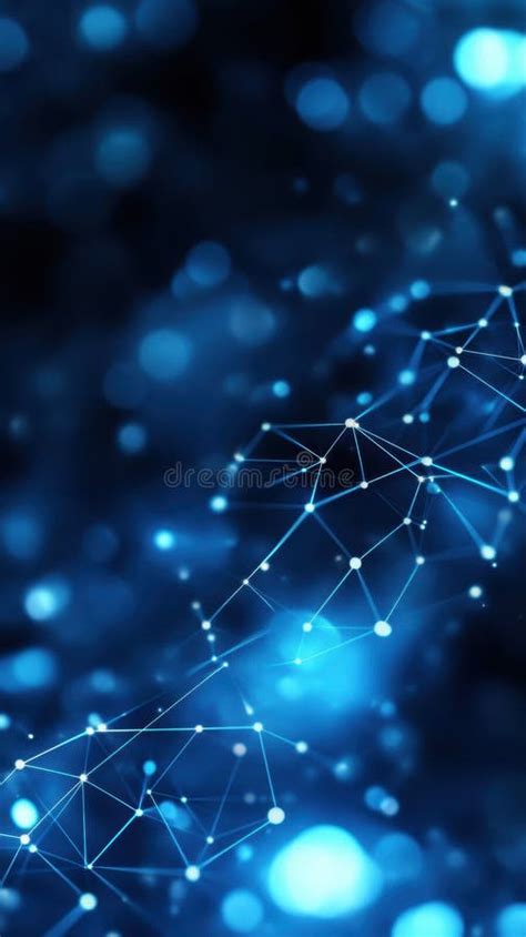Abstract Blue Background With Glowing Dots And Lines Stock Illustration
